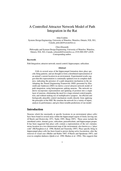 Pdf A Controlled Attractor Network Model Of Path Integration In The Rat