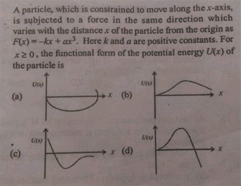 A Particle Which Is Constrained To Move Along The X Axis Is Subjected