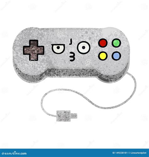 Retro Grunge Texture Cartoon Game Controller Stock Vector Illustration Of Freehand Cute
