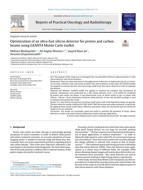 pdf optimization of an ultra fast silicon detector for proton and