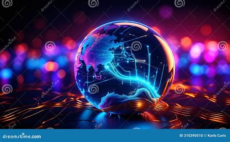 Abstract Digital World Map Globe Concept Of Global Connection Network And Data Transfer
