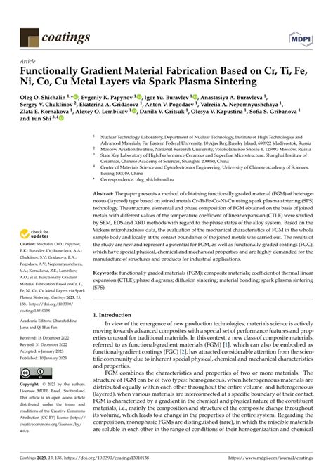 Pdf Functionally Gradient Material Fabrication Based On Cr Ti Fe Ni Co Cu Metal Layers