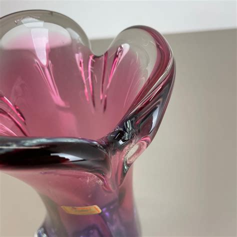 Vintage Pink And Purple Hand Blown Crystal Glass Vase From Joska Germany