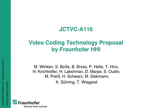 PPT JCTVC A Video Coding Technology Proposal By Fraunhofer HHI PowerPoint Presentation ID
