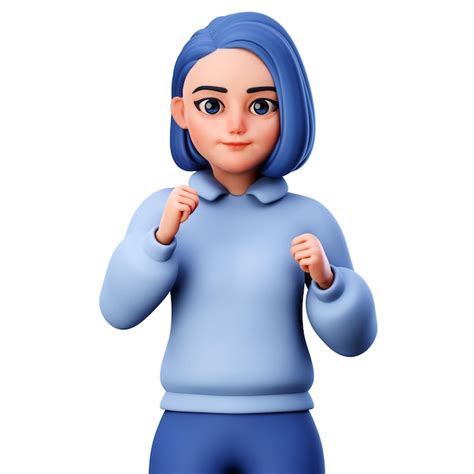Premium Photo Cute Chubby Cartoon Character With Fist Gesture On Both
