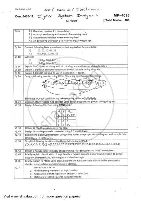 Digital System Design BE Electronics Engineering Semester SE Second Year Old