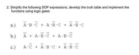 Solved 2 Simplify The Following SOP Expressions Develop Chegg Com