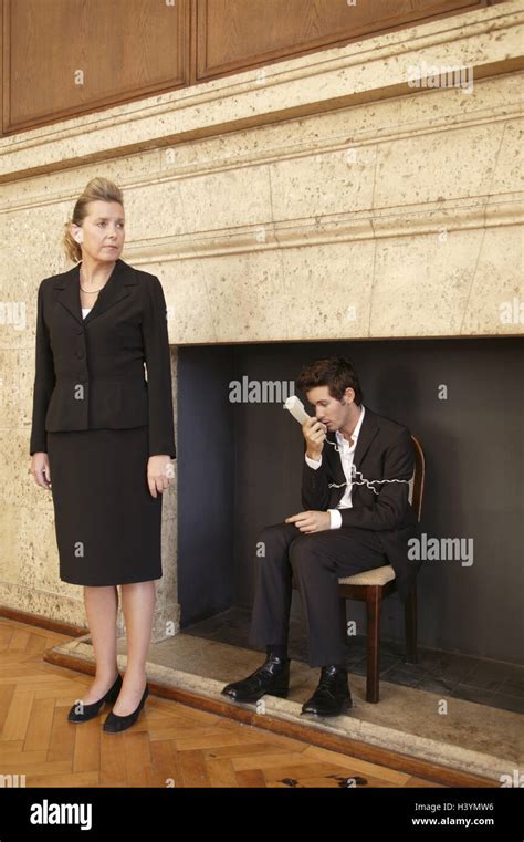 More Poorly Niche Businessman Chair Sit Phone Cables Tied Up