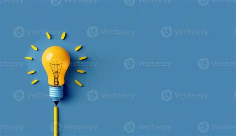 Idea Concept With Yellow Light Bulb On Blue Background 24228665 Stock Photo At Vecteezy