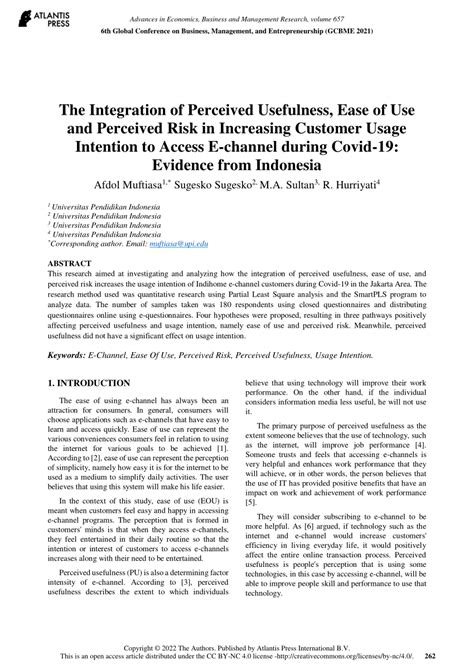 Pdf The Integration Of Perceived Usefulness Ease Of Use And Perceived Risk In Increasing