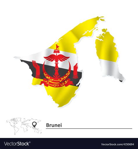 Map Of Brunei With Flag Royalty Free Vector Image