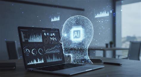 Ai Powered Data Analysis On Modern Laptop Stock Illustration