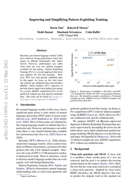 Improving And Simplifying Pattern Exploiting Training Deepai