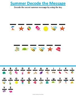 Summer Secret Message Worksheets by Homeschooling Homemaker | TPT