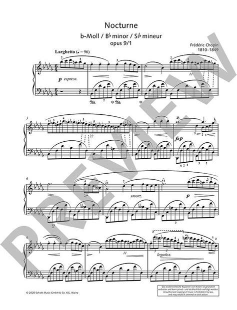 10 Selected Nocturnes By Frédéric Chopin Piano Sheet Music