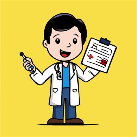 A Hand Drawing A Little Doctor Holding A Medical Chart And Explaining