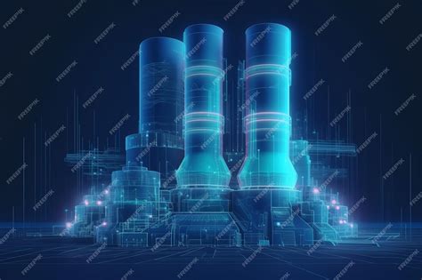 Futuristic Nuclear Power Plant Neural Network Illustration Premium Ai Generated Image