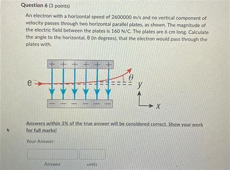 Solved An Electron With A Horizontal Speed Of 2600000 M S