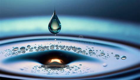 Clean Water Blue Drop Falling On Water Surface Stock Illustration