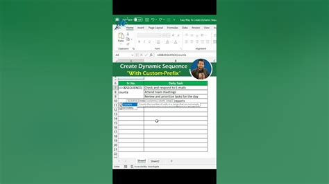 Generate Dynamic Sequences In 5 Seconds With Custom Prefixes 😮 Excel Tutorial Exceltips Shorts