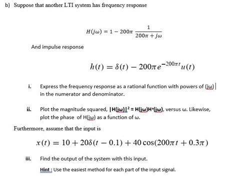 solved b suppose that another lti system has frequency
