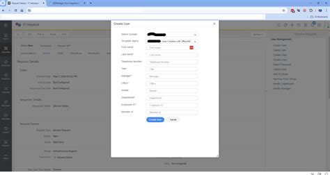 Create User Admanager Plus Integration
