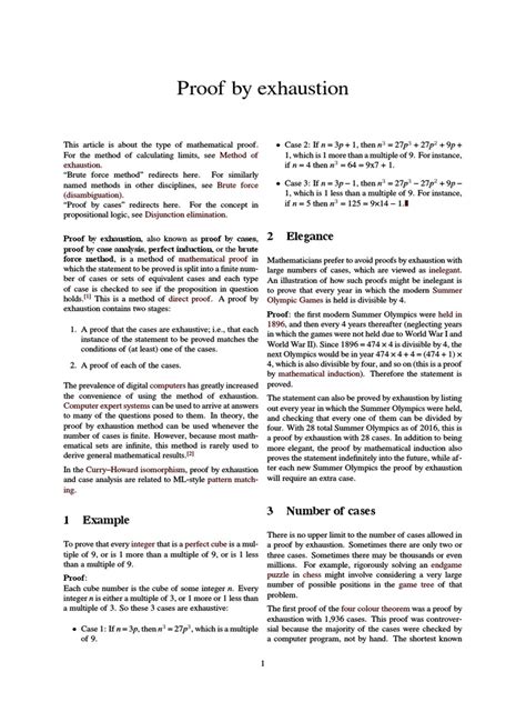 Proof By Exhaustion Pdf Mathematical Proof Logical Consequence