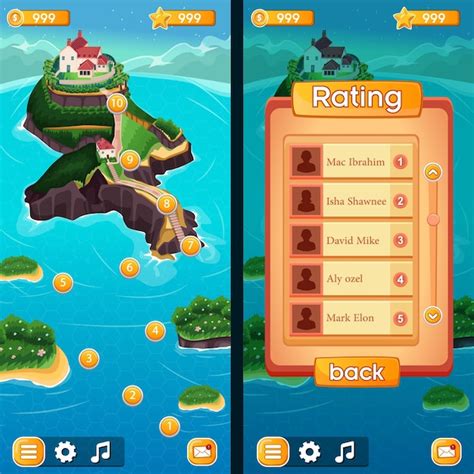 premium vector game map with many levels landscape user interface
