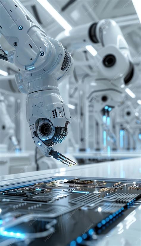 Robotic Arm Assembling Circuit Board Premium Ai Generated Image