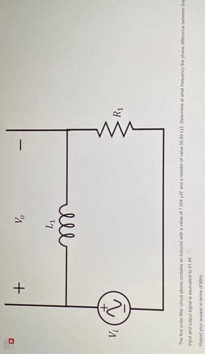 Solved The First Order Filter Circuit Above Contains An
