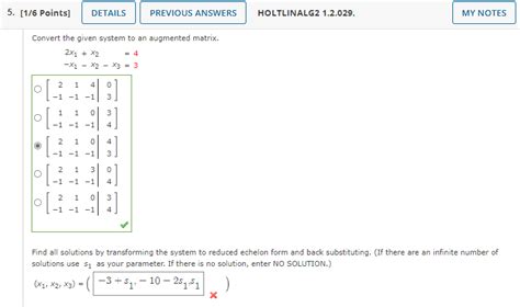 solved convert the given system to an augmented matrix