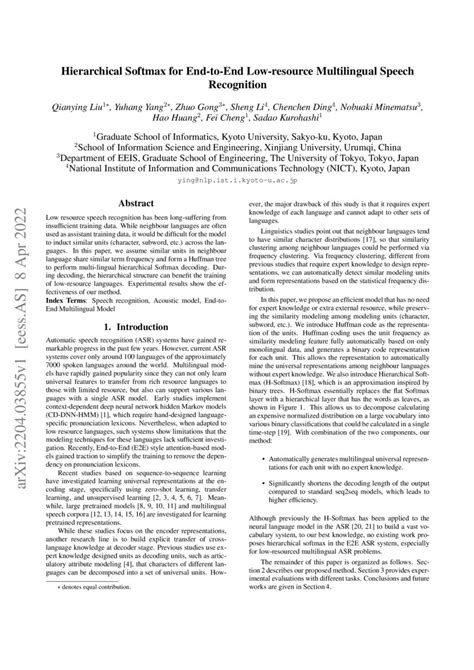 hierarchical softmax for end to end low resource multilingual speech