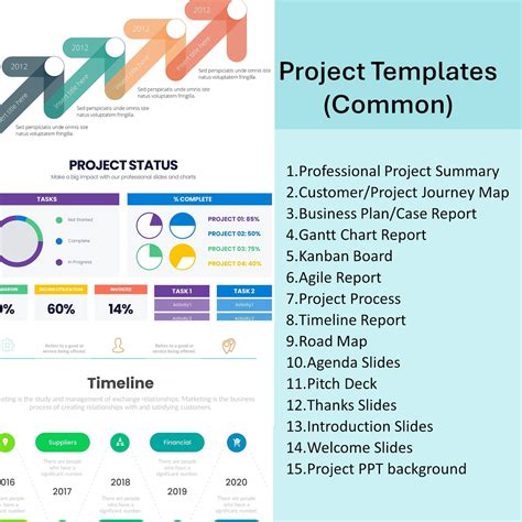 Project Management Template Gantt Chart Project Timeline Risk Management Schedule Summary