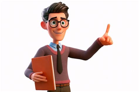 Enseignant De Sexe Masculin De Dessin Anim Sur Fond Blanc Isol Illustration Vectorielle Ai