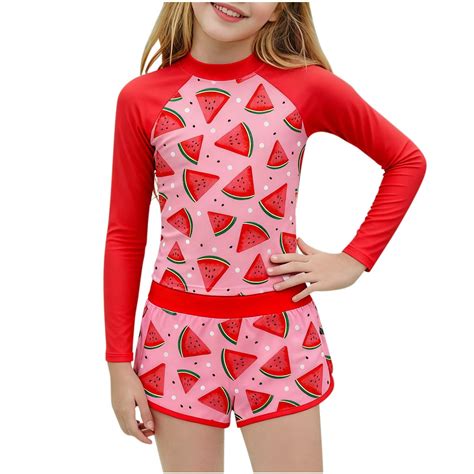 Bovxnpu Girls 2 Piece Swimwear Sets Girls 2 Piece Set Graphic Split