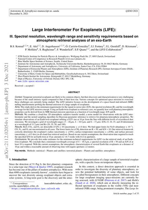 Pdf Large Interferometer For Exoplanets Life Iii Spectral