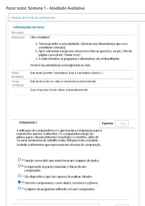 Solved A respeito de algoritmo um dos elementos centrais na programao Introdução A Conceitos