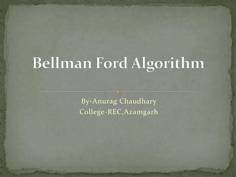 bellman ford algorithm pptx