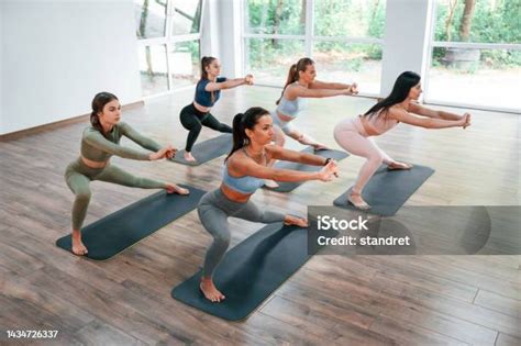 매트에서 운동을합니다 체육관에서 체력을 연습하는 여성 그룹 요가에 대한 스톡 사진 및 기타 이미지 요가 실내 18 19세 Istock