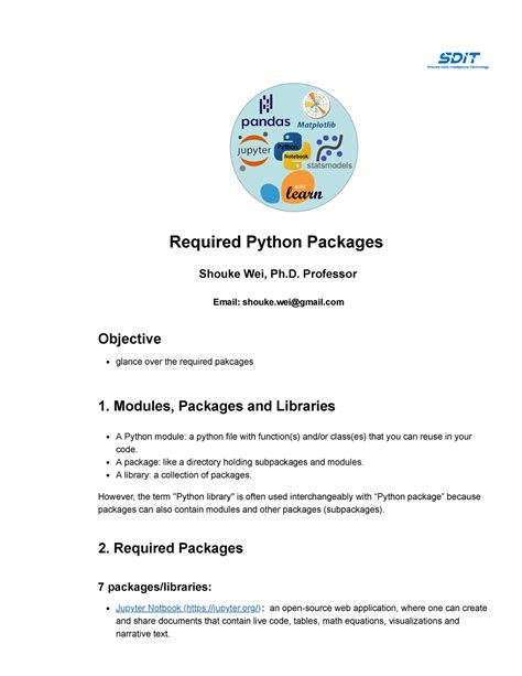 002 Packages Required Notes Required Python Packages Shouke Wei Ph