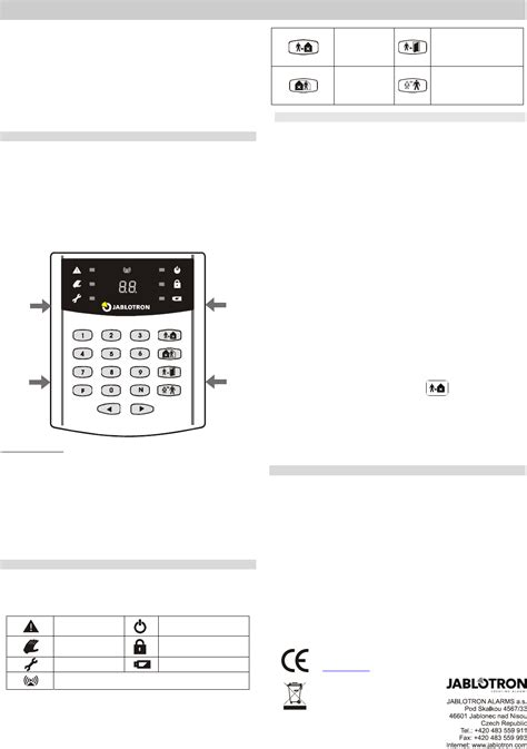 Handleiding Jablotron JA E Pagina Van English