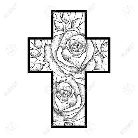 Cross And Rose Drawing At Getdrawings Free Download