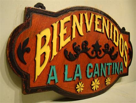 Mexican Cantina Bar Signs Bienvenidos Cantina Sign Rustic Spanish