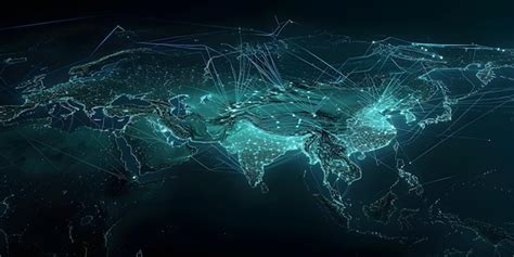 Digital Map Of Asia Concept Of Global Network Premium Ai Generated Image