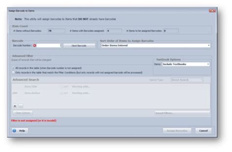 Bar Code Numbers Assign To Existing Items
