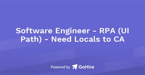 Software Engineer Rpa Ui Path Need Locals To Ca At Dataflix