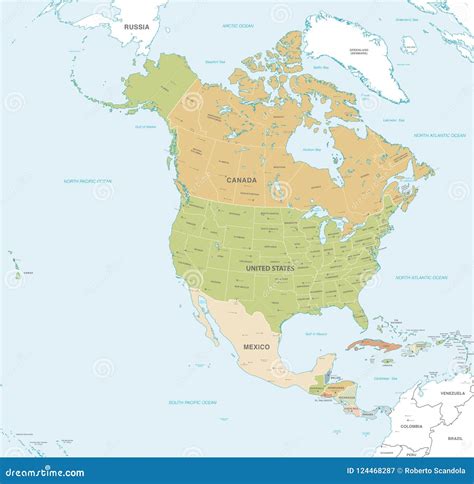 Mapa Del Vector Del Norte Y De America Central Ilustraci N Del Vector Ilustraci N De Recorrido