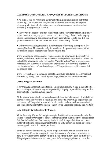 Database Outsourcing And Query Integrity Assurance Database Outsourcing And Query Integrity