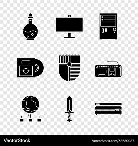 Set Bottle With Magic Elixir Computer Monitor Vector Image