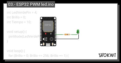 Esp32 PrÁctica N°2 Encendido De Led Con Pwm Wokwi Esp32 Stm32 Arduino Simulator
